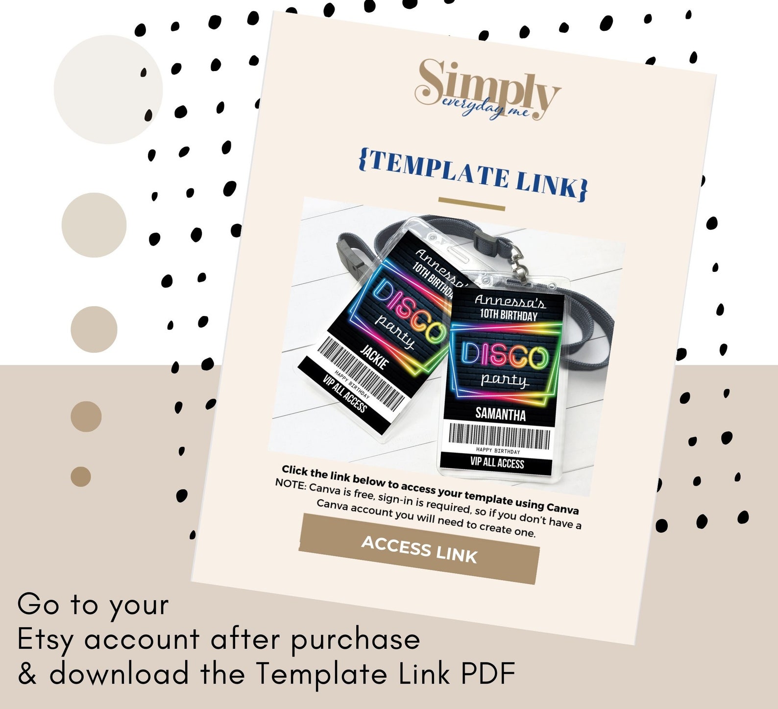 Disco Party VIP Badge, Disco Theme, Disco Party All Access Pass | Edit ...