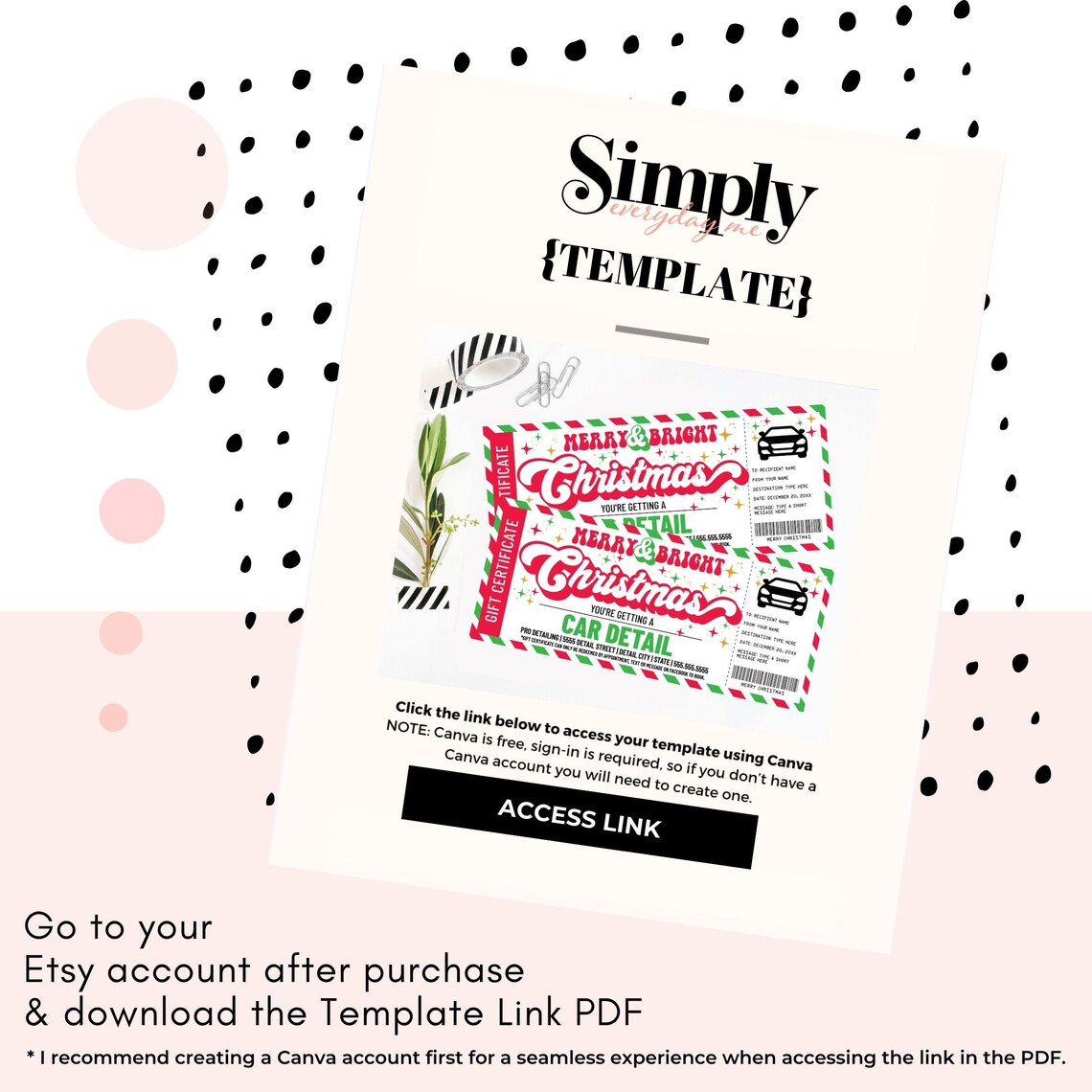 Christmas Car Detail Gift Certificate, Surprise Gift Voucher, Merry ...