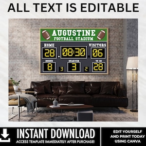 Football Scoreboard 36"x24" Party Sign/poster - Scoreboard Party Sign ...