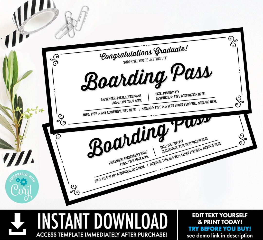Graduation Boarding Pass Template-surprise Gift Reveal,fake Ticket,gift ...