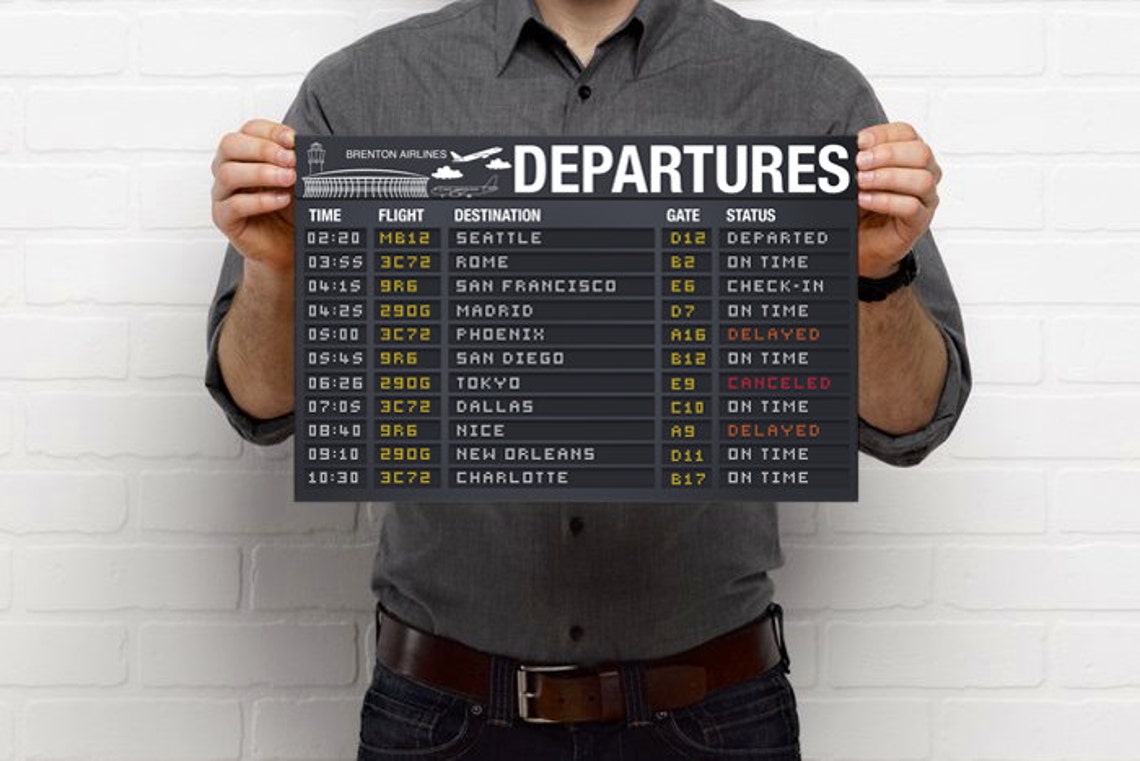 Airplane Party 11x17 Poster, Departure & Arrivals, 2 Poster/sign SET ...