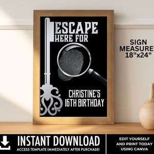 Escape Room Party 18"x24" Poster, Mystery Party Sign, Birthday Party ...