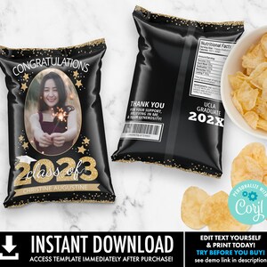Graduation Chip Bag Wrap/label-treat Bag Potato Chip Bag Label ...