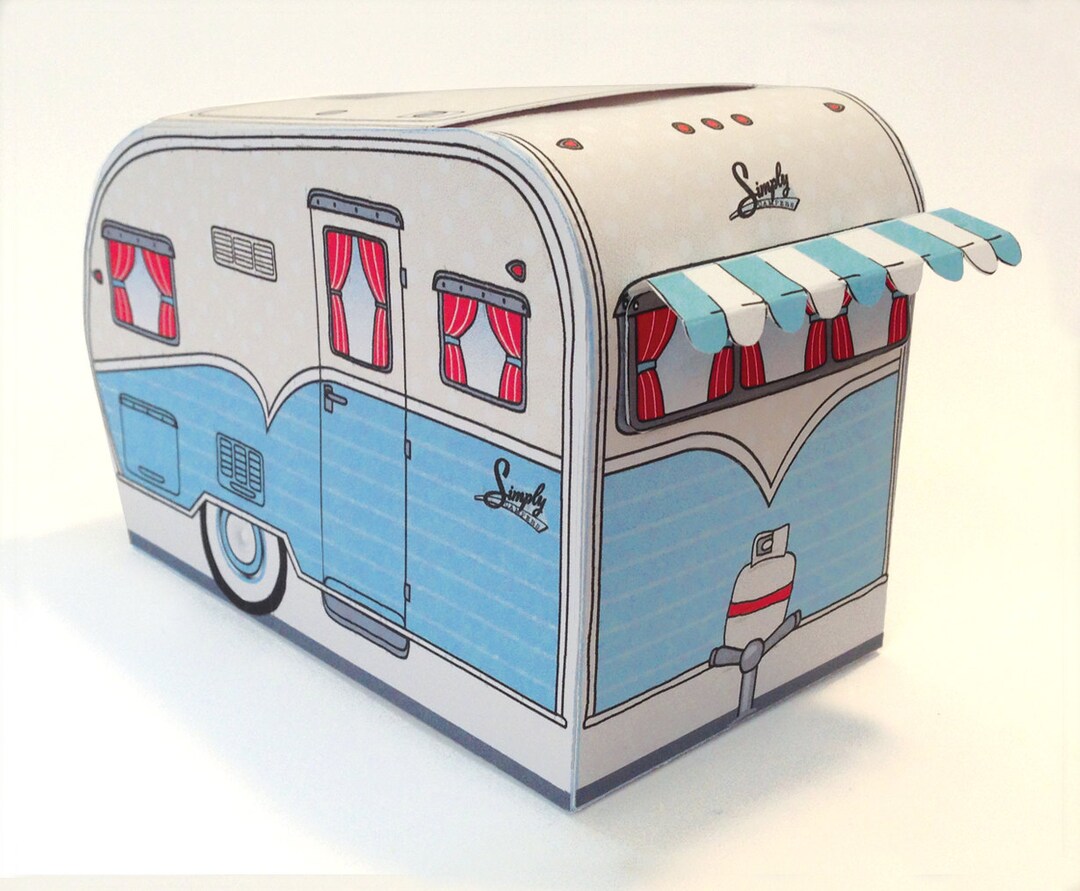 1950s RV Camper Trailer Box, Caravan Box, Cupcake Box, Gift Card Box ...