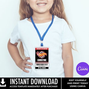 Pit Crew Badge-invite, Cars Birthday Party, VIP All Access Badge,pit ...