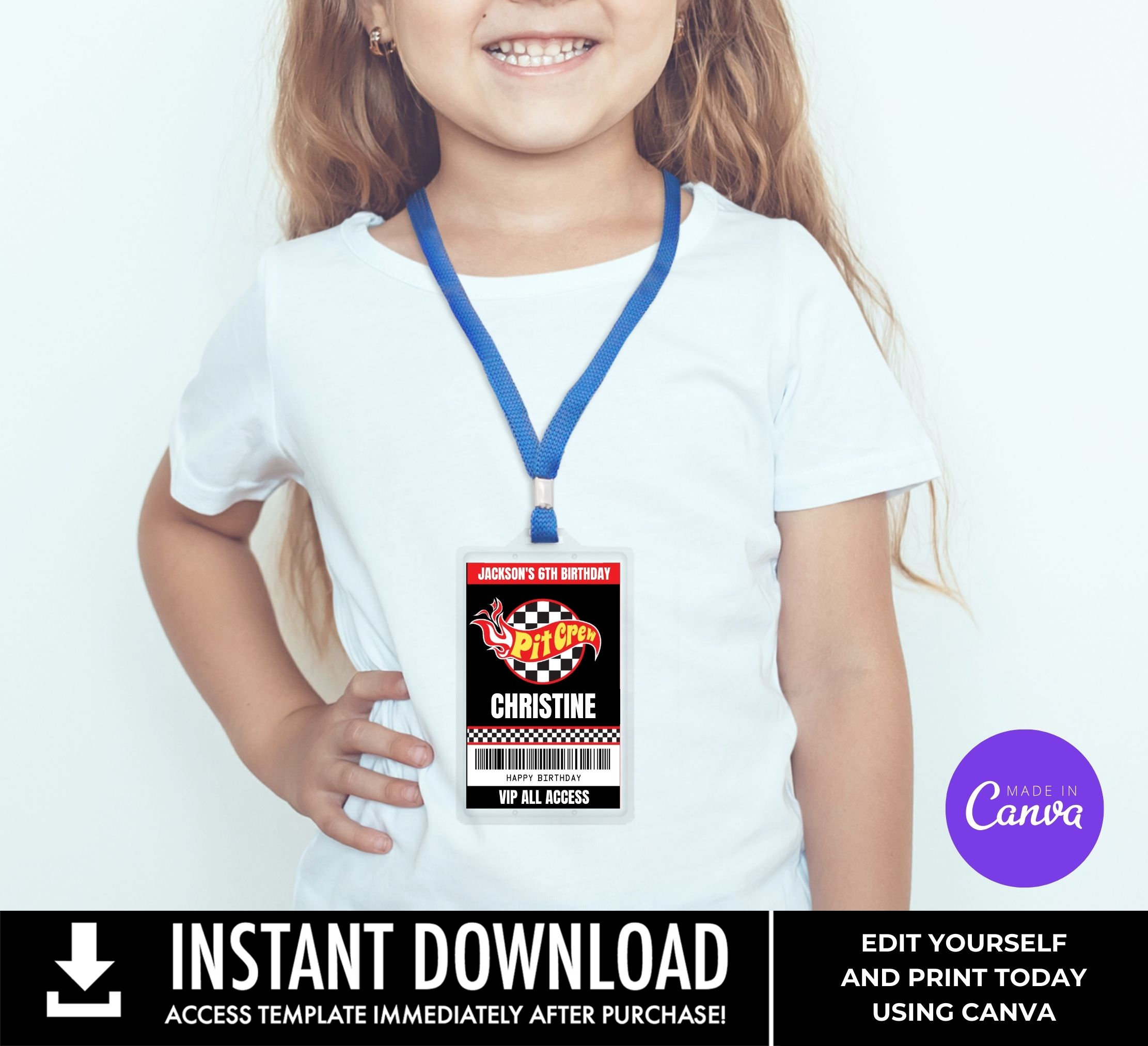 Pit Crew Badge-invite, Cars Birthday Party, VIP All Access Badge,pit ...