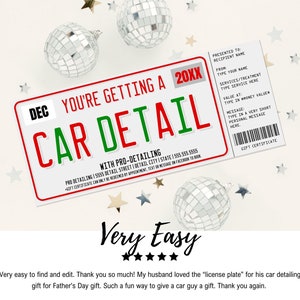 Car Detailing Gift Certificate, Christmas Gift, License Plate Car ...
