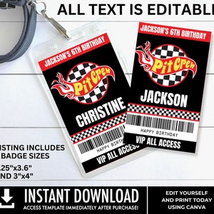 Pit Crew Badge,cars Birthday Party,vip All Access Badge,pit Crew ID ...