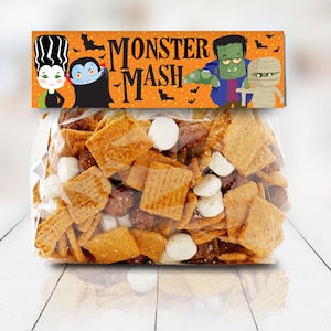 Monster Mash Treat Baggie Toppers - Halloween Party, Halloween Favor, 6 ...