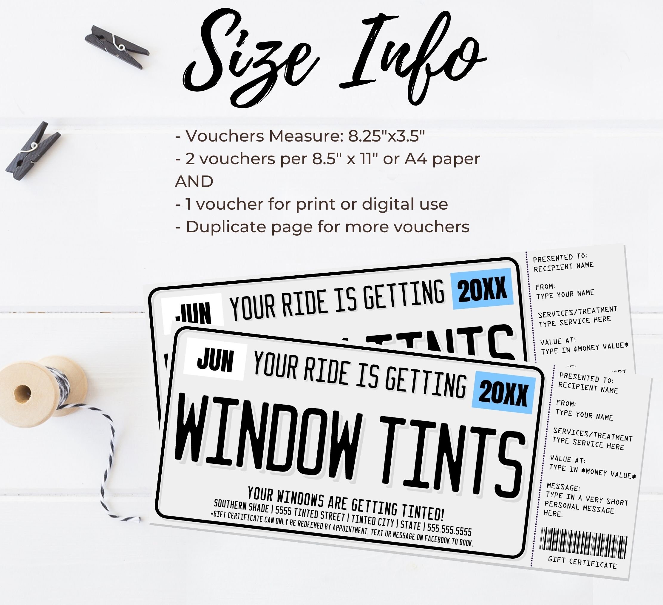 Car Window Tinting Gift Certificate, License Plate Surprise Gift ...