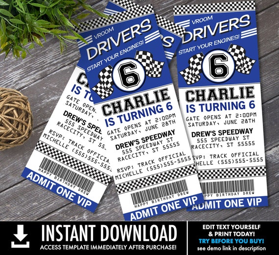 Cars Ticket Invitation - Cars Party, Race Car Party, Cars Invite ...