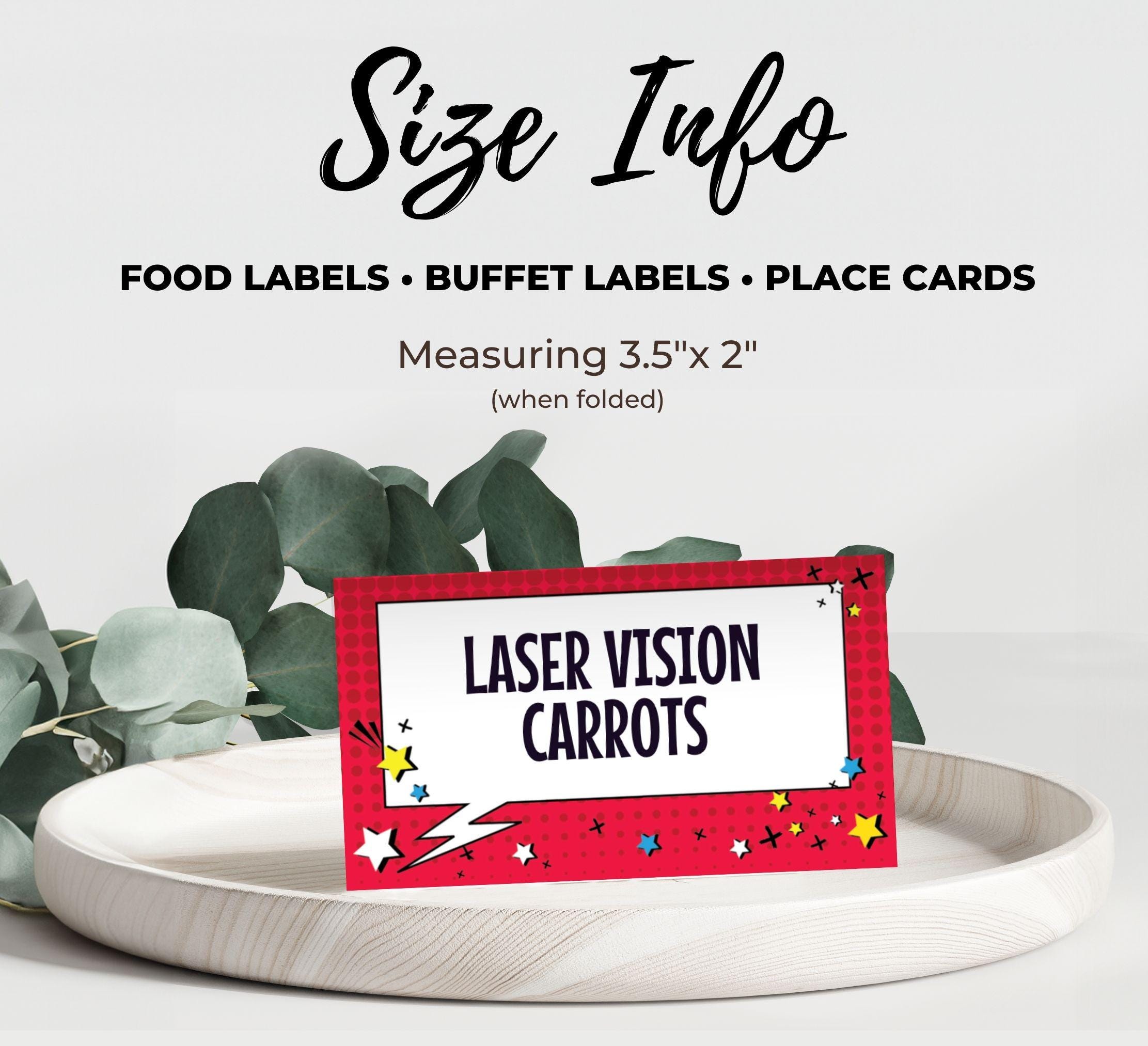 Superhero Food Labels, Superhero Party, Table Tent, Place Card, Buffet ...