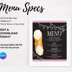 Holy Cannoli 8x10 Menu Sign, Party Sign, Italian Theme, Pizza Party ...