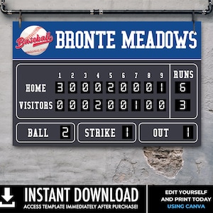 Baseball Scoreboard Party Sign/poster, Scoreboard Birthday Party ...