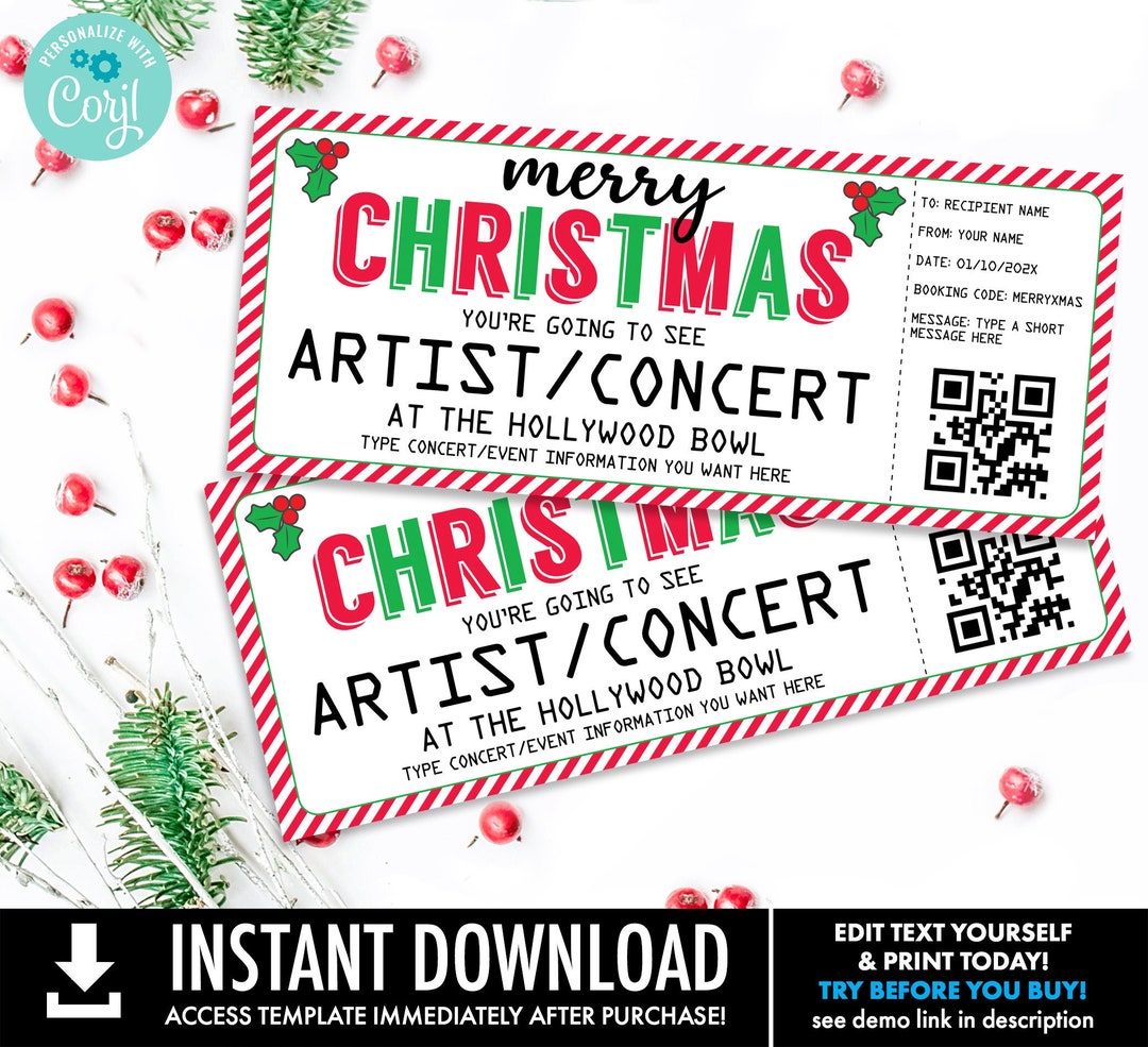 Christmas Concert Ticket Template, Surprise Show, Gift Certificate ...