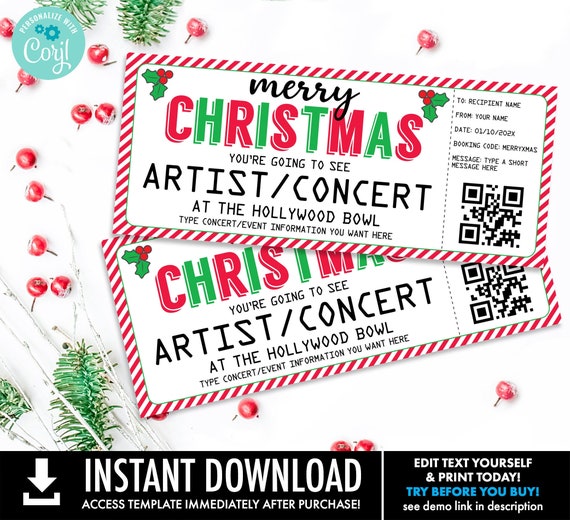 Christmas Concert Ticket Template, Surprise Show, Gift Certificate ...