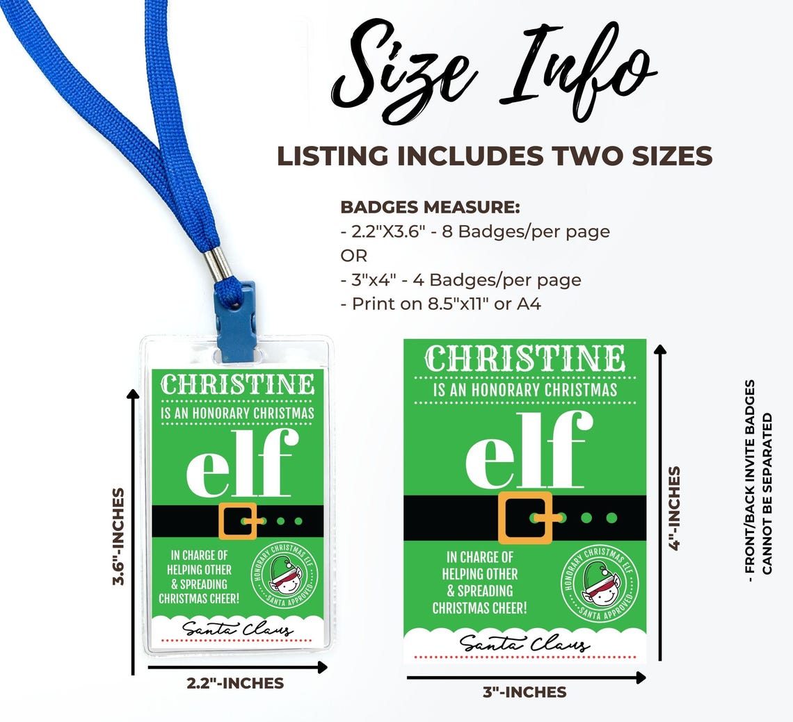 Christmas Elf Badge - Honorary Elf Badge, Elf Surveillance, Santa's ...