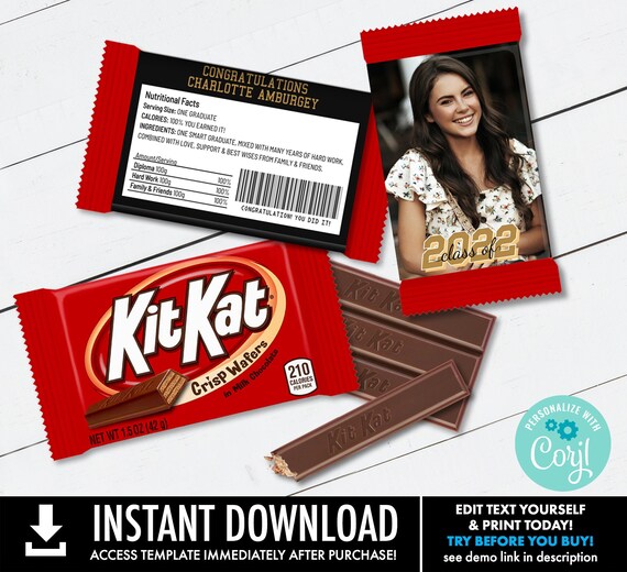 Graduation PHOTO Candy Wrap/label Graduation Kit Kat Candy - Etsy