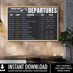 Airplane Party 48"x36" Poster, Departure Sign, Airport Terminal Sign ...