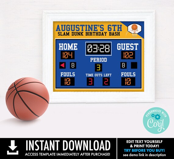 Basketball Scoreboard Printable 8"x10" Table Top Sign - Scoreboard Sign ...