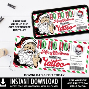 Christmas Tattoo Gift Certificate,finally Time to Get Inked Gift ...