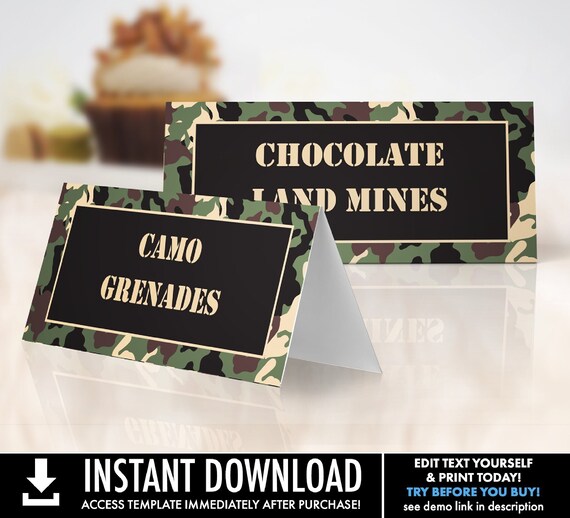 Camo Food Labels - Army Camo Food Label, Hunting Food Label, Military ...