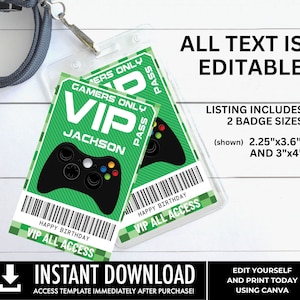 Video Game Badges - VIP Video Game I.D. Badges, Video Game Birthday ...