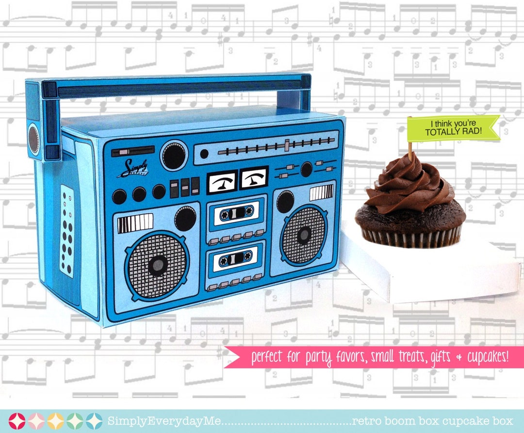 Boom Box Favor Box - Cupcake Box, 40th Birthday, 30th Birthday, 80's ...