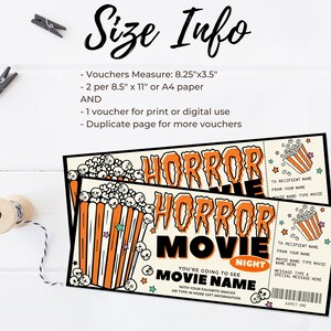 Halloween Horror Movie Night Ticket, Gift Certificate, Movie Ticket ...