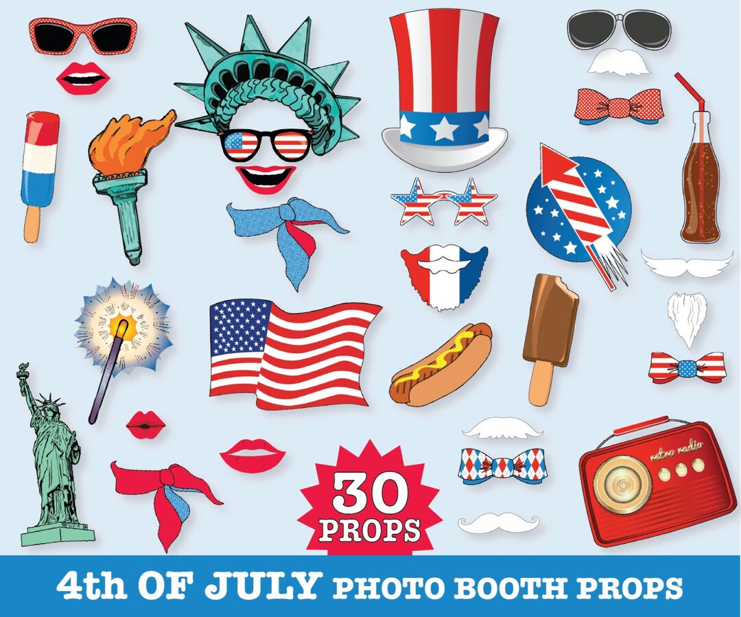 4th of July Photo Booth Props - Independence Day, U.S.A., America Party ...
