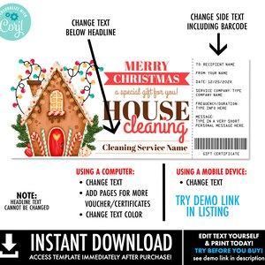House Cleaning Christmas Gift Certificate,maid Service,gingerbread ...
