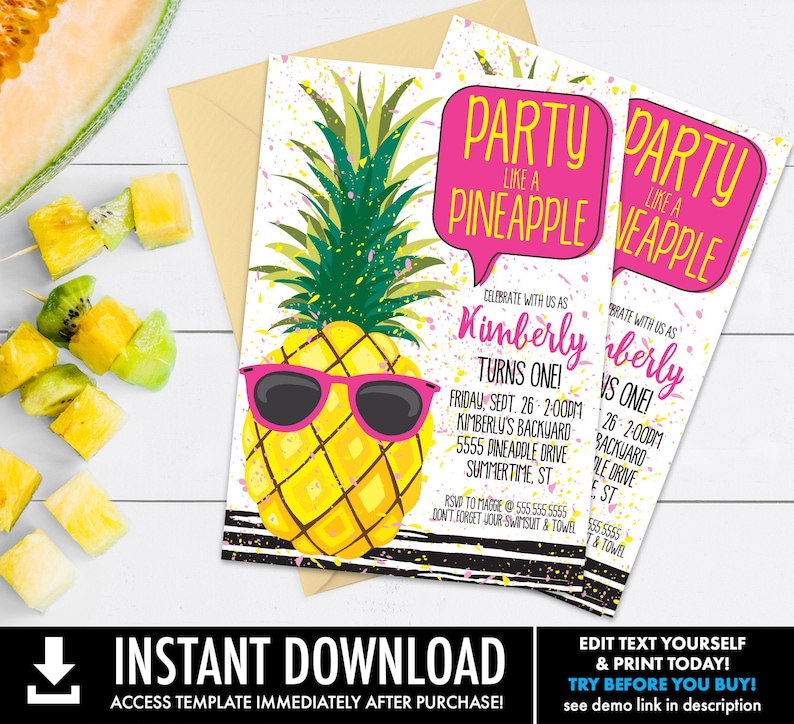 Pineapple Party Invitation Pineapple Birthday Party Like a - Etsy