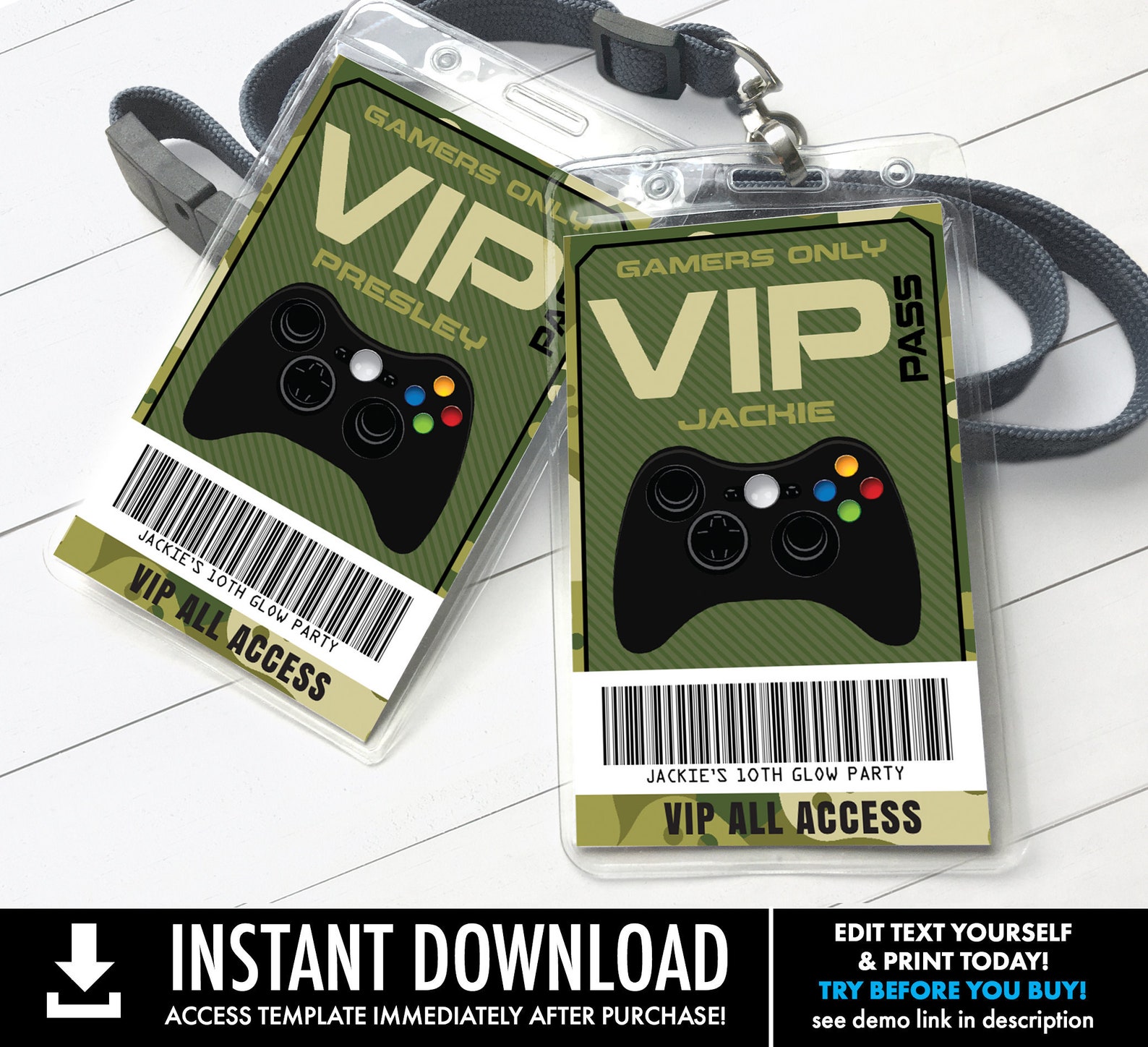 Video Game Badges ID Badge Video Game Birthday Video Game - Etsy