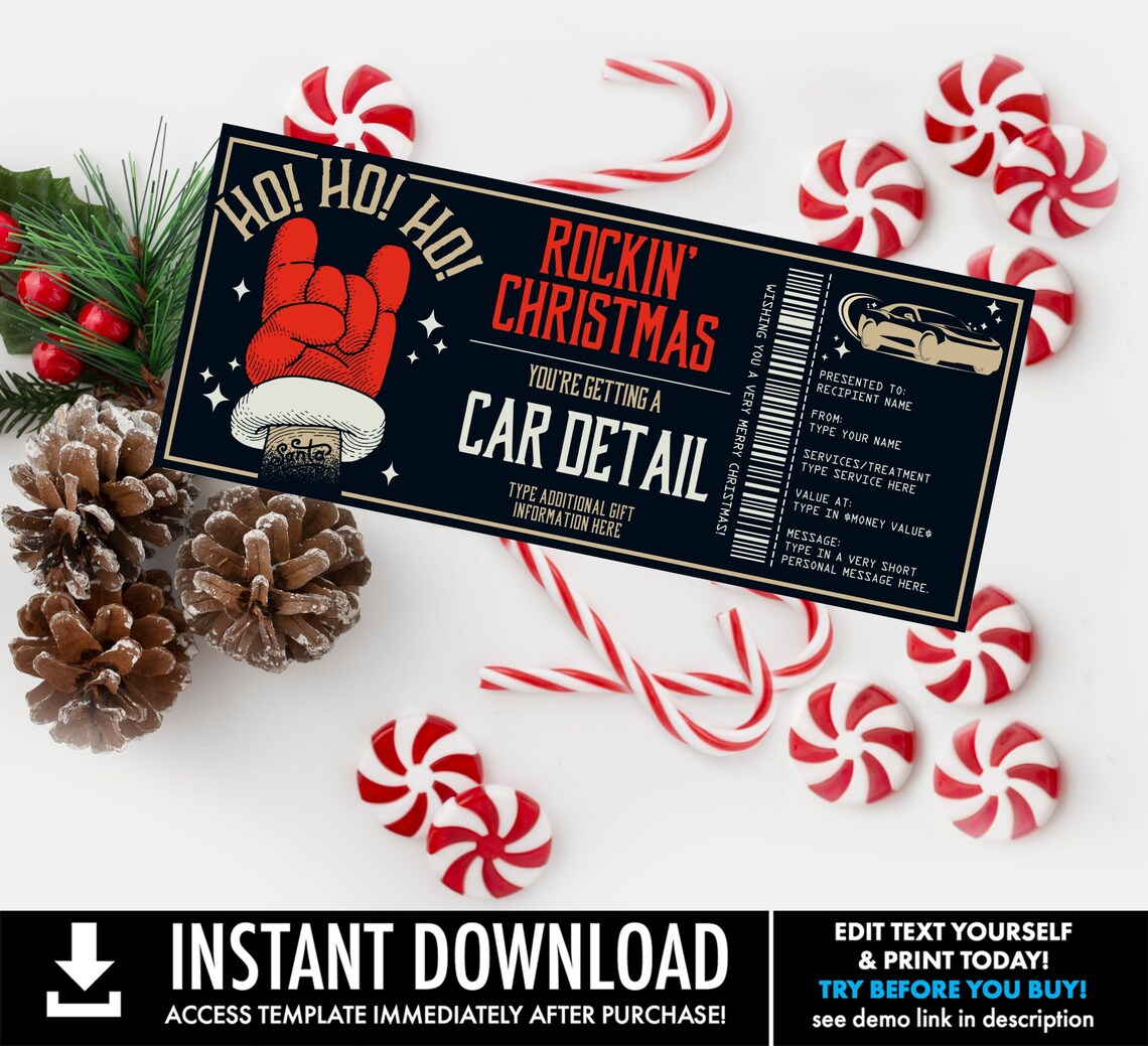 Santa Car Detailing Christmas Gift Certificate, Rockin Santa Car Detail ...