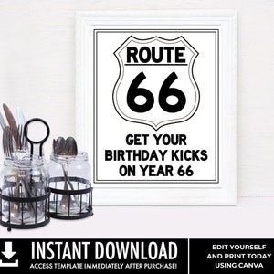Route 66 Birthday Party 18x10 Sign, Editable Birthday Sign, Small Party ...