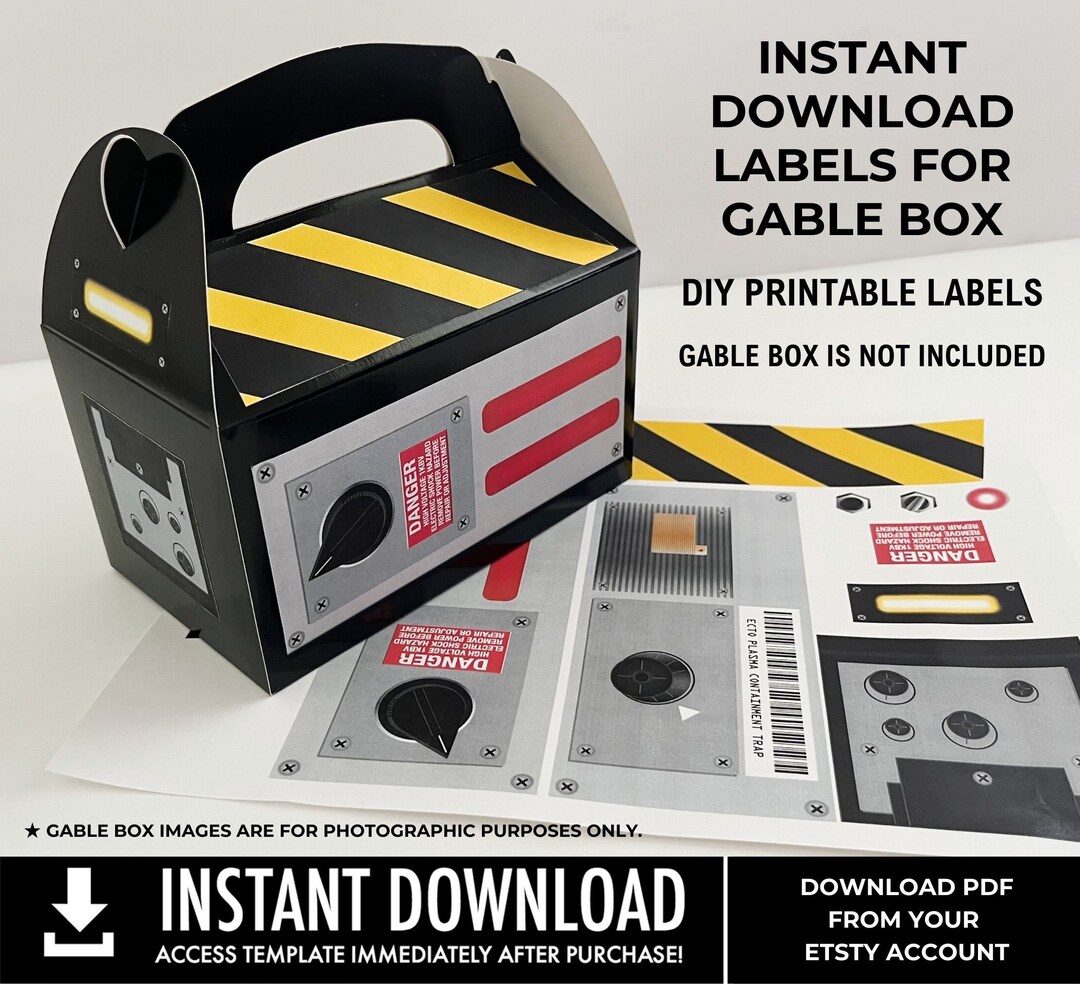 Ghost Trap Containment Box, Gable Box LABELS, Party Favor Box, Treat ...