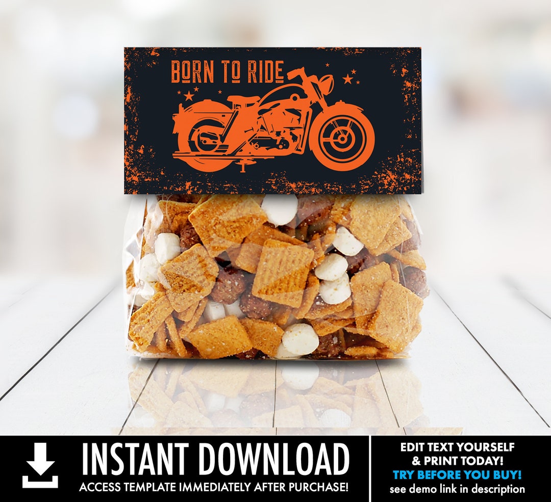 Motorcycle Treat Bag Topper - Motorcycle Party Favor, Motorcycle Theme ...
