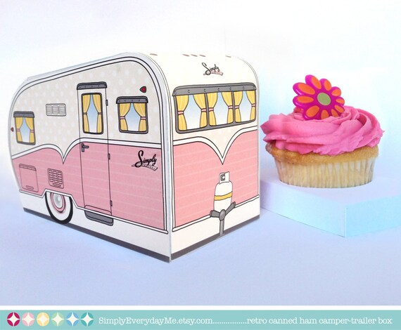 1950s RV Camper Trailer box, Caravan Box, cupcake box, gift card box ...