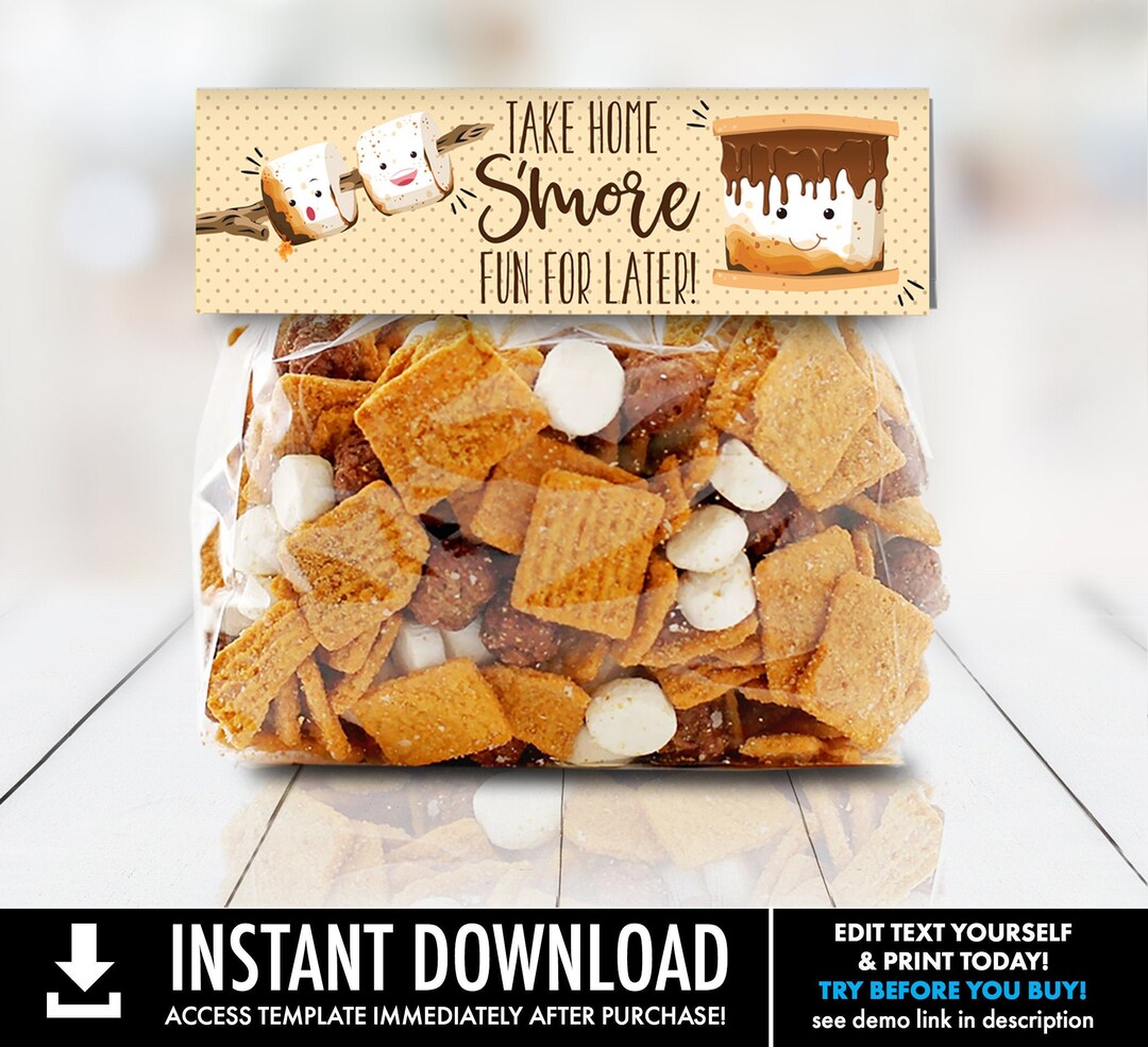 S'more Party Favor Bag Topper - S'more 6.75" Treat Topper, S'more ...