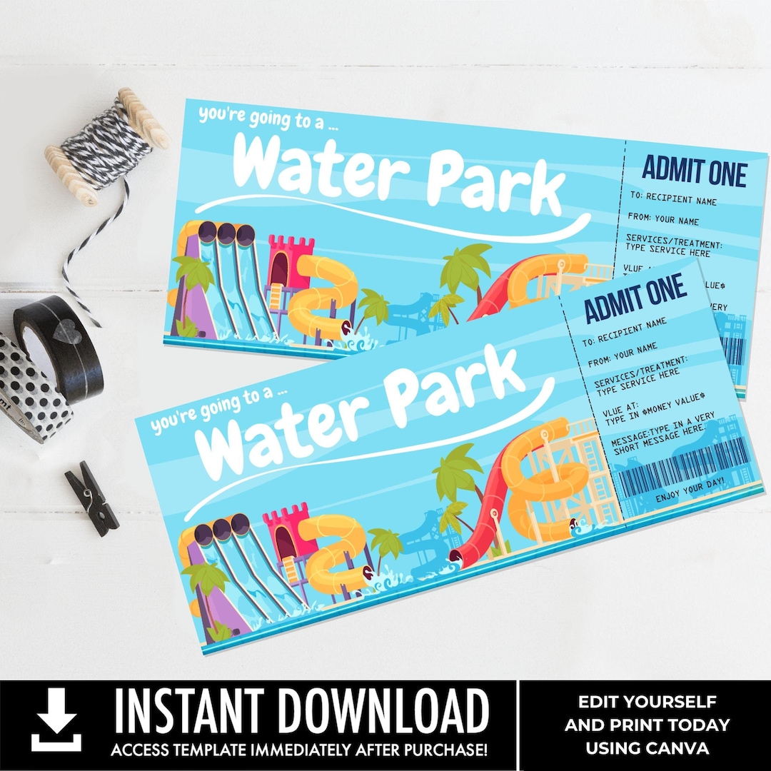Water Park Gift Certificate, Water Park Surprise Gift Voucher, Last ...