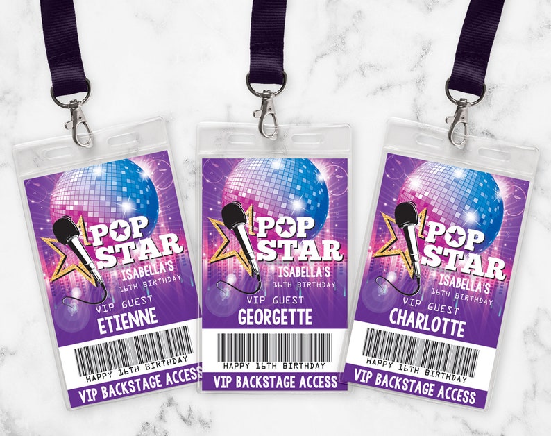 Pop Star Party VIP Badge Party Like a Pop Star Rock N Roll | Etsy
