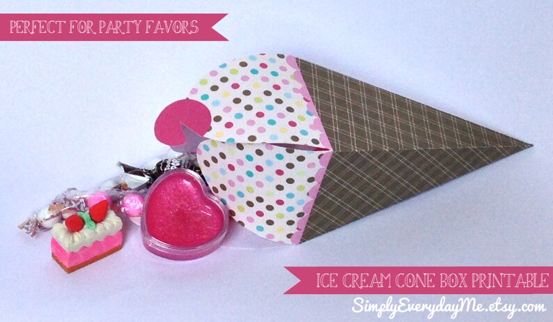 Ice Cream Cone Box use as a gift box or favor box INSTANT | Etsy