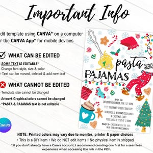 Pasta and Pajamas Birthday Invitation, Christmas Pasta & Pajama ...