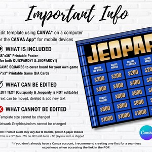Printable Jeopardy Game Show Party Poster Set, Game Show 48"x36" Poster ...