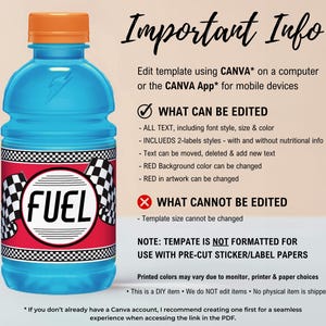 Race Car FUEL 20oz Sports Drink Label, Drink Label, Racing Label ...