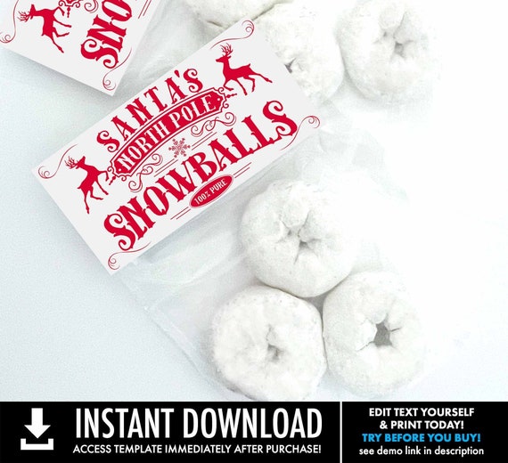 Santa's Snowballs Treat Topper Christmas Party - Etsy