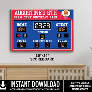 Basketball Scoreboard Printable 36"x24" Poster, Scoreboard Sign ...