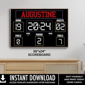 Black Basketball Scoreboard Printable 36"x24" Poster, Scoreboard Sign ...