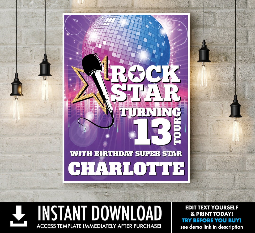 Rockstar Party 18x24 Sign/poster Printable - Rock 'n Roll ...