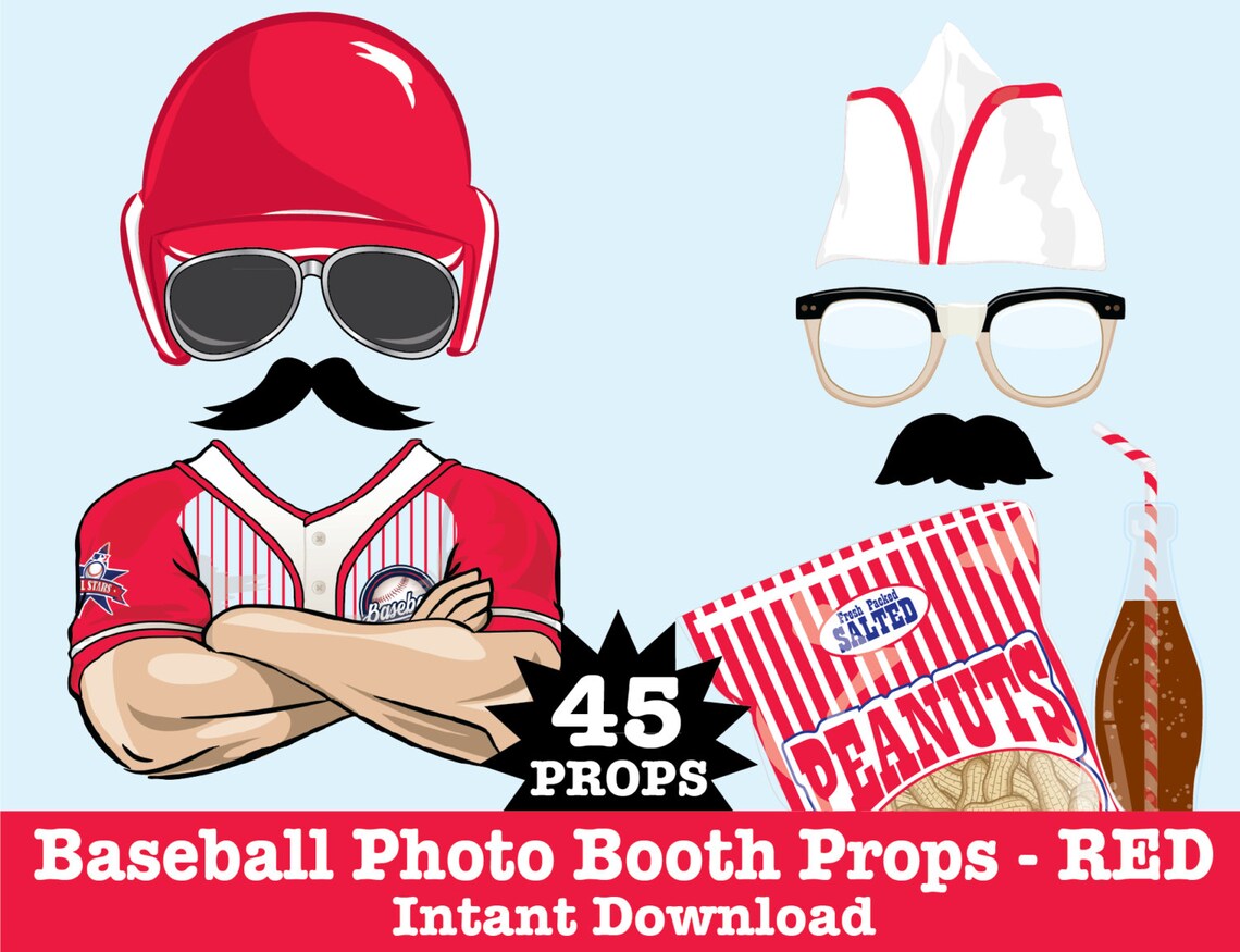 Baseball Photo Booth Props Retro Baseball Party Baseball | Etsy